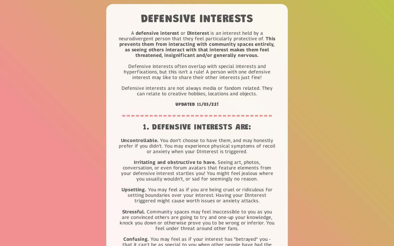defensive interests